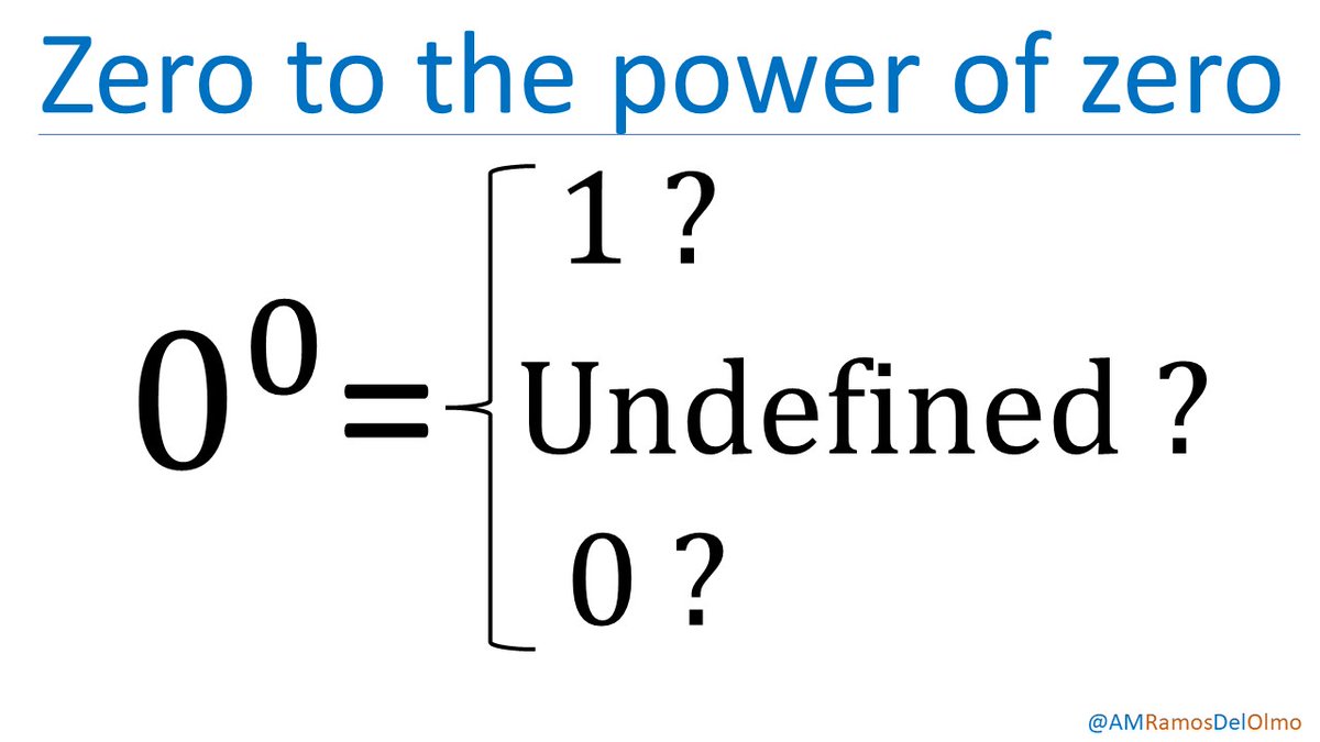 Angel Manuel Ramos del Olmo on Twitter: "𝗭𝗲𝗿𝗼 𝘁𝗼 𝘁𝗵𝗲 𝗽𝗼𝘄𝗲𝗿 𝗼𝗳 𝘇𝗲𝗿𝗼 (0⁰) is a mathematical ...