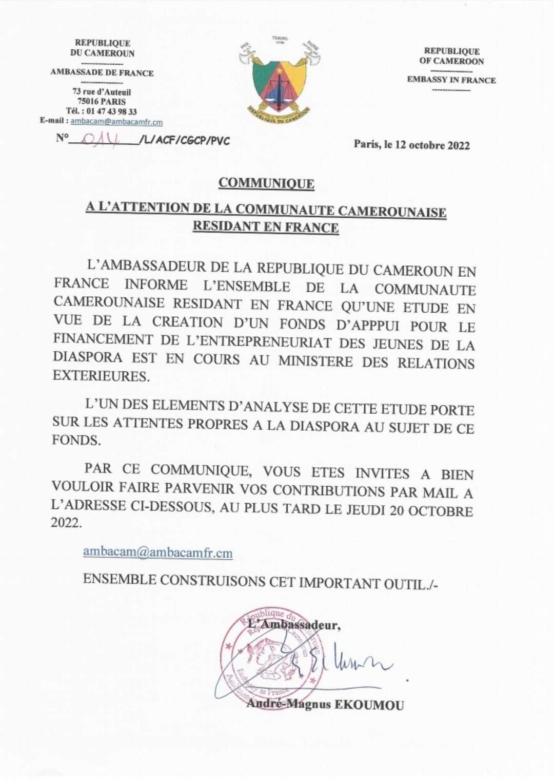 Création d'un fonds pour financer l'entrepreneuriat des jeunes par l ...