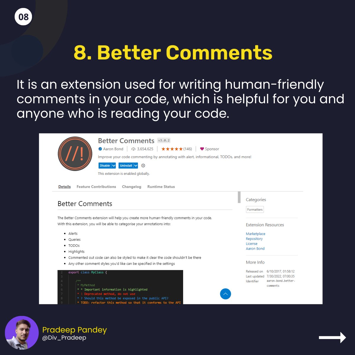 Top 8 Must-have Visual Studio Code Extensions for developers:🧵👇🏻 - Thread from Pradeep Pandey ...