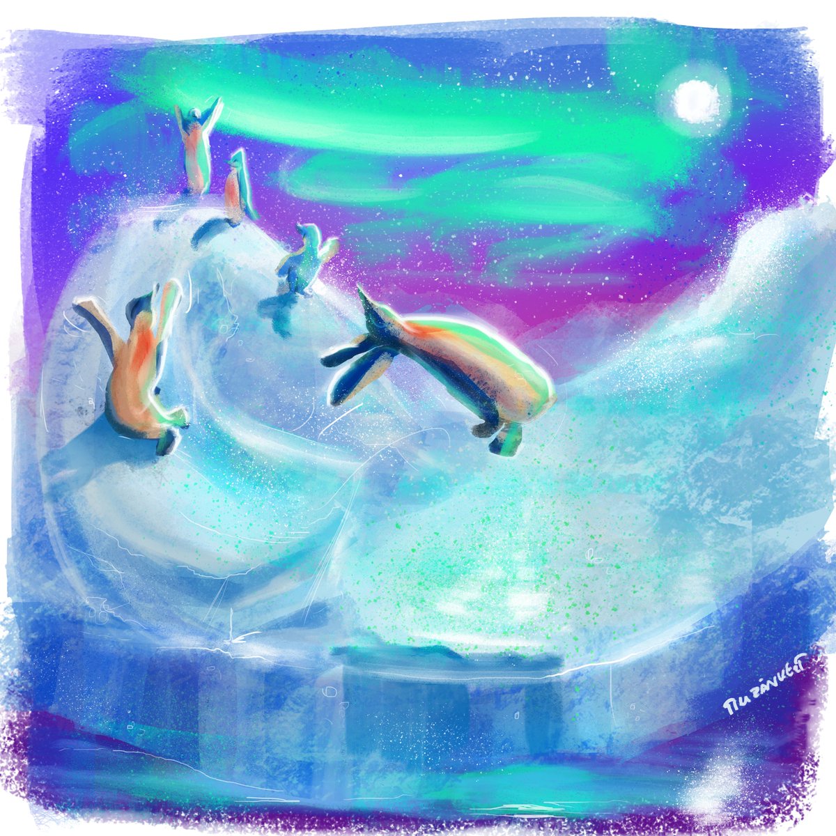 Kawaii Stickers On Twitter Just Penguins Having Penguin Fun Winter
