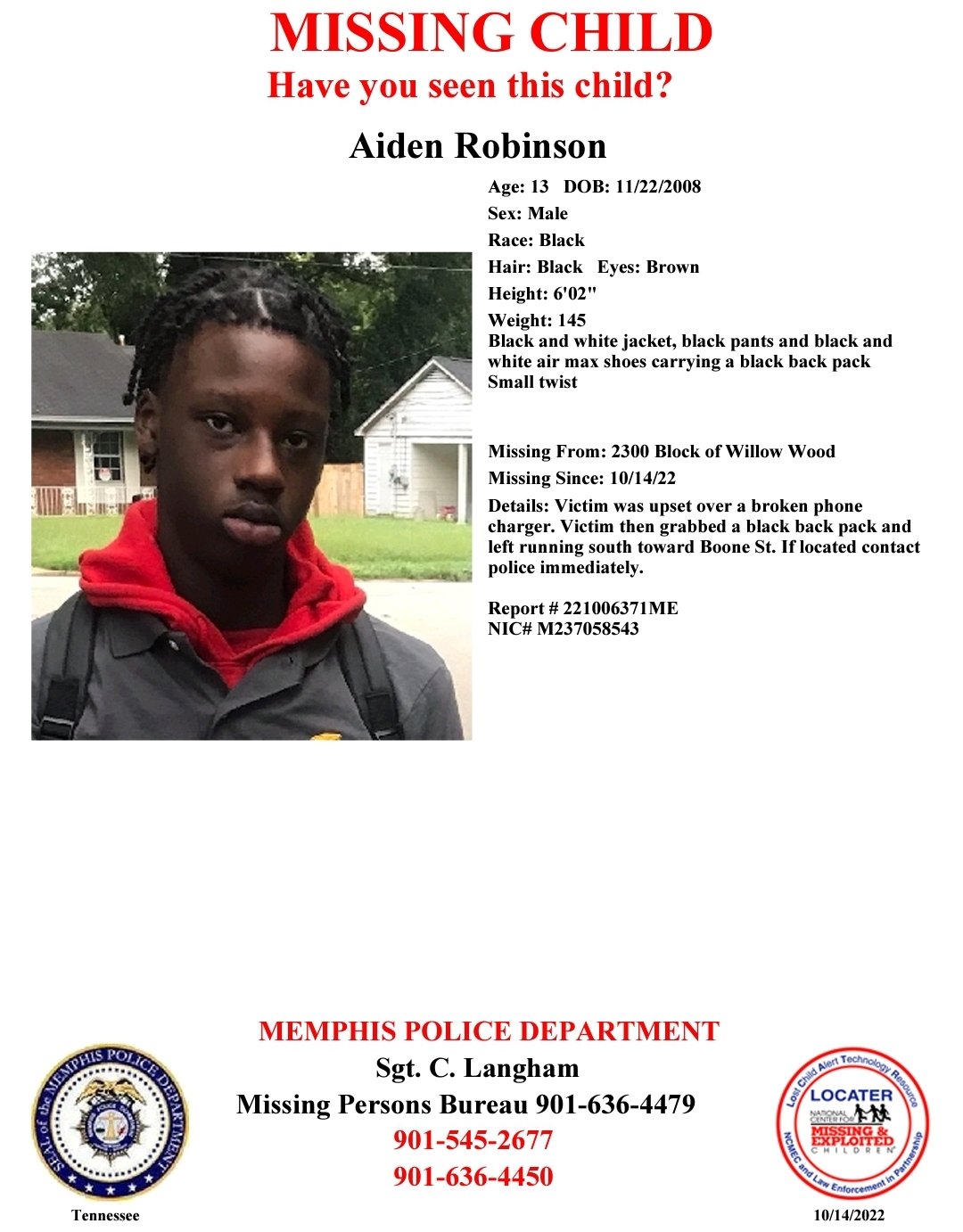 Memphis Police Dept On Twitter Missing Teen Have You Seen Aiden