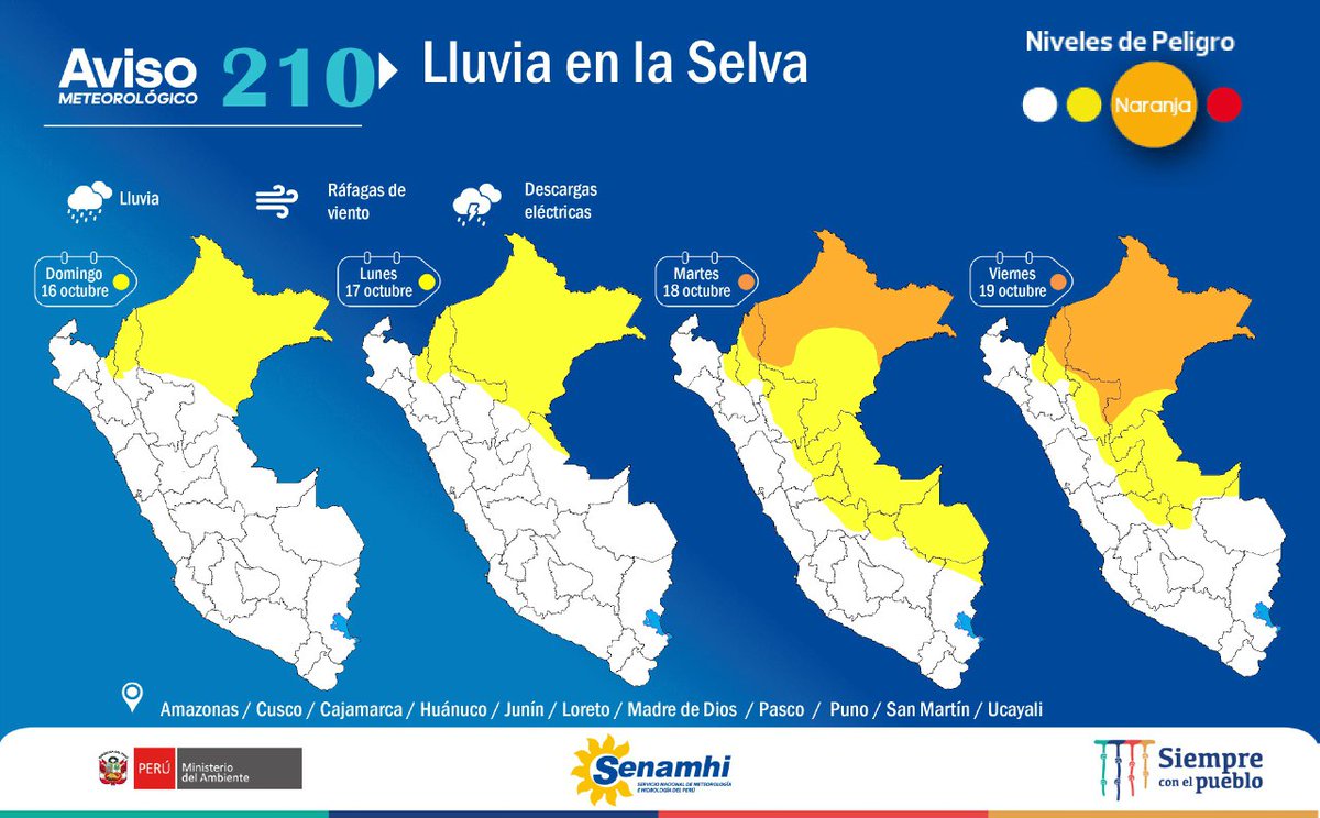 Senamhi On Twitter Aviso Del 16 Al 19 De Octubre Se Registrará
