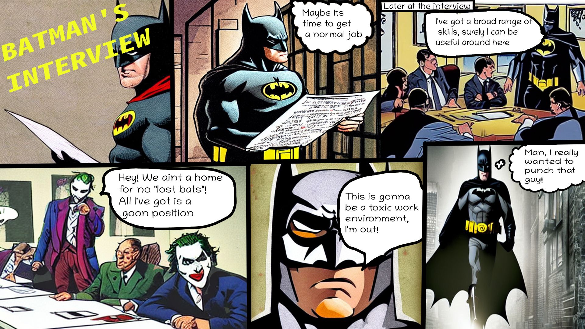 Batman Strip Achtergrond 1920x1080 Batman™ Villain Skyline Poster