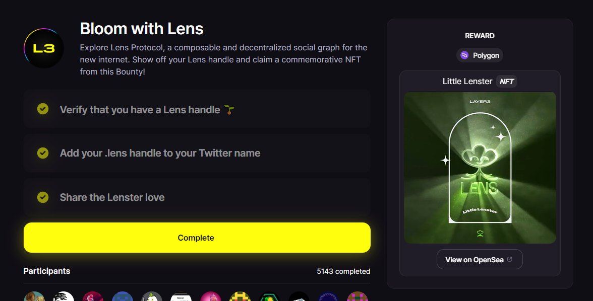 Crypto Duck on Twitter: "เควส @layer3xyz มาใหม่ ใครมี @LensProtocol ผ่านง่ายเลย . ส่วนใครยังไม่ ...
