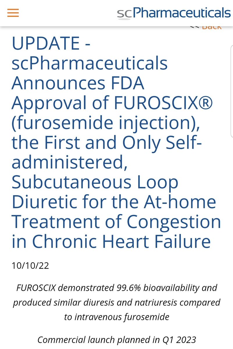 هيئة الغذاء والدواء @US_FDA اعتمدت 💉FUROSCIXفيوروسيكس لعلاج احتباس ...