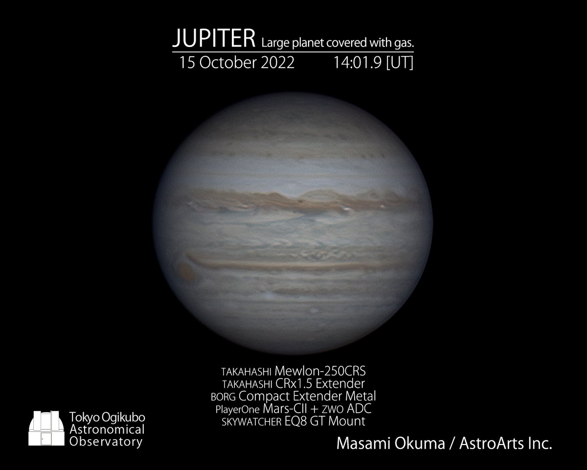 SSP-日本自然科学写真協会 on Twitter: "RT @halley_7898: 10月15日夜の木星。南中前後は意外と好シーイングに恵まれた。大赤斑が姿を現したところ ...