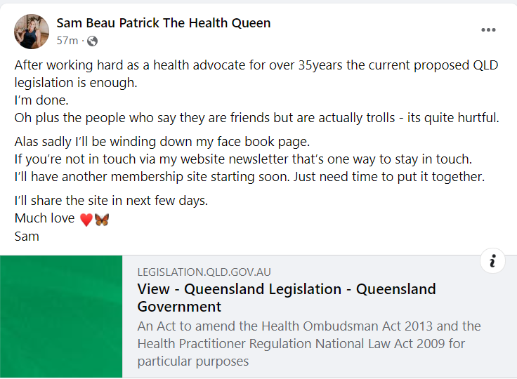 Ken_Behren on Twitter: "Interesting. Gold Coast based Anti Vaxxer, Sam Beau Patrick, is unhappy ...