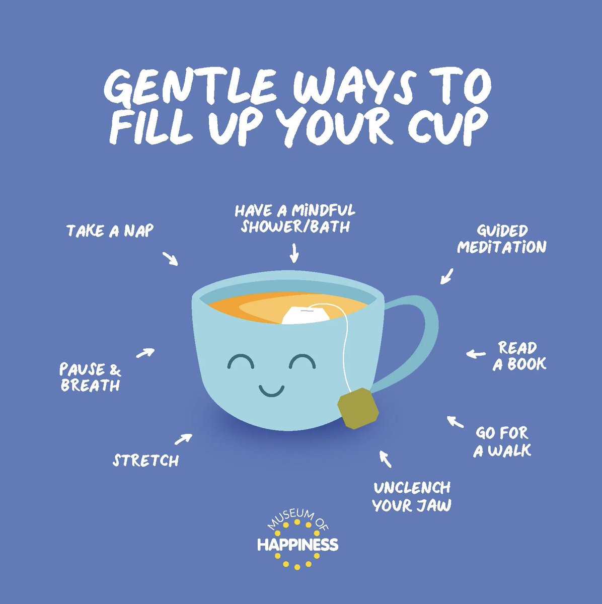 Bellas Guides on Twitter: "RT @actionhappiness: Find gentle ways to fill up your cup ☕️ pause ...