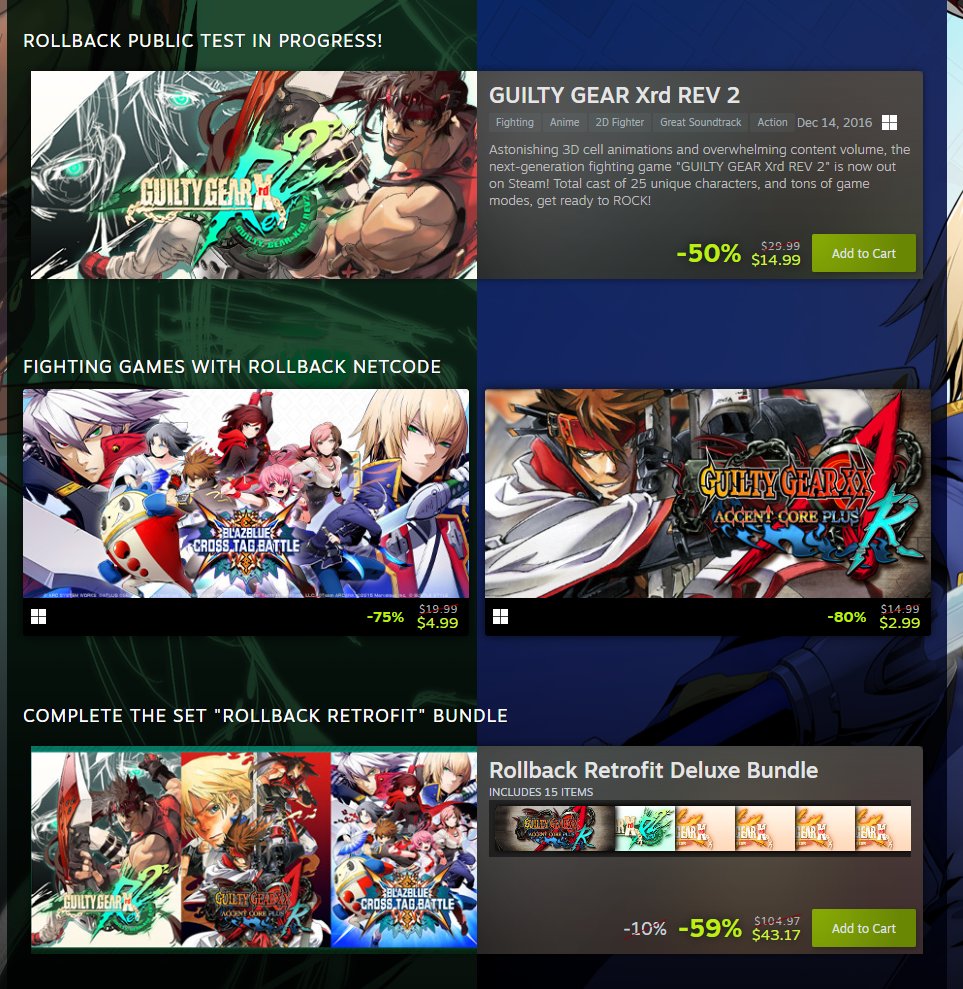 Wario64 on Twitter: "Arc System Works rollback netcode sale on Steam https://t.co/DllGA3ozfD ...