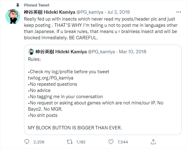 Lunar Archivist on Twitter: "To clarify why I'm not losing any sleep about Hideki Kamiya's ...