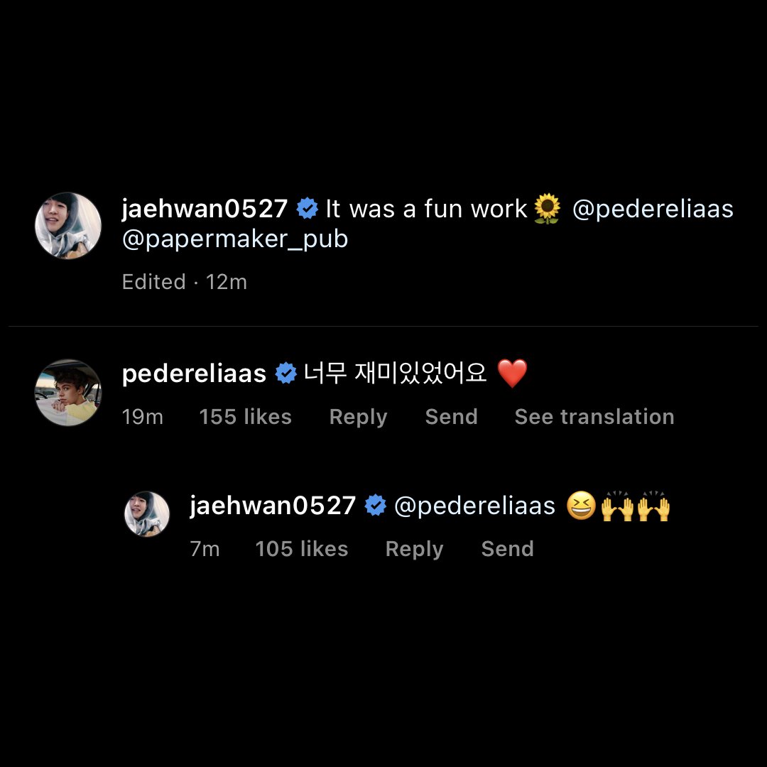 KJH's WIN:D PARK 💙 #EMPTYDREAM on Twitter: "(+) คุณ Peder Eliaas ได้มาตอบกลับในโพสต์ของคิมแจฮวาน ...