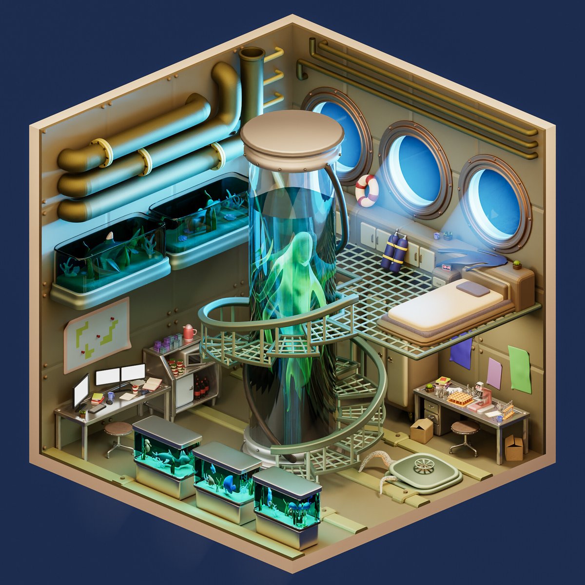 Blender Artists on Twitter: "'Singular Concepts, A Marine Biologist's Lab' by @meltemsozbek ...