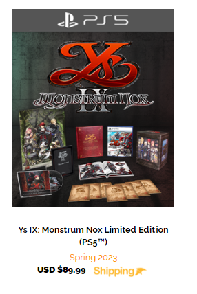 Wario64 on Twitter: "Ys IX: Monstrum Nox Limited Edition (PS5) up for preorder at NIS America ...