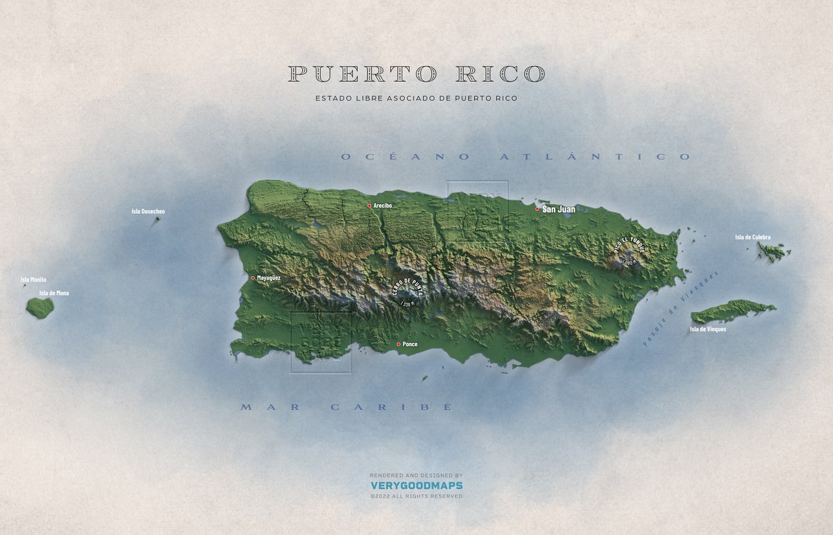 verygoodmaps on Twitter: "Very exaggerated topographic map of Puerto ...