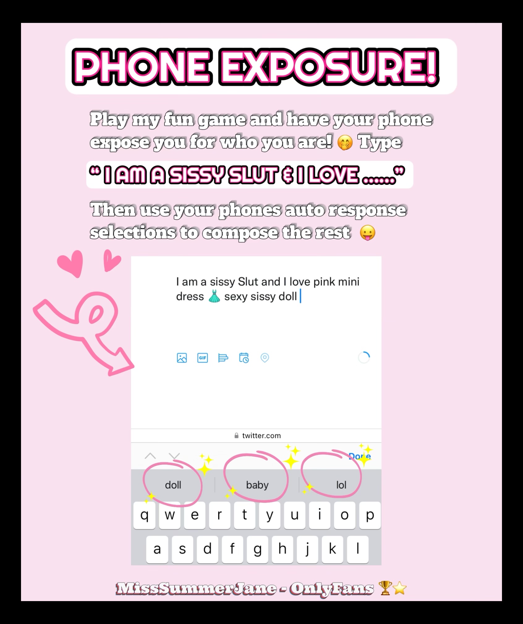 Daddy Sj And Sissy Jizabell On Twitter 😈sissy Exposure🔥 Fun Free Phone Game💗💗💗 Play In The