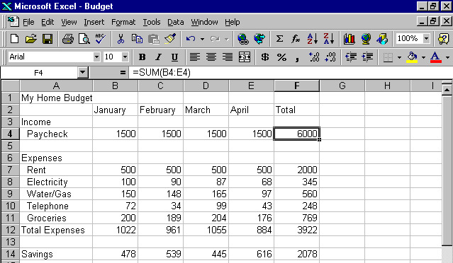 Retro Tech Dreams on Twitter: "Budget planning in Microsoft Excel"