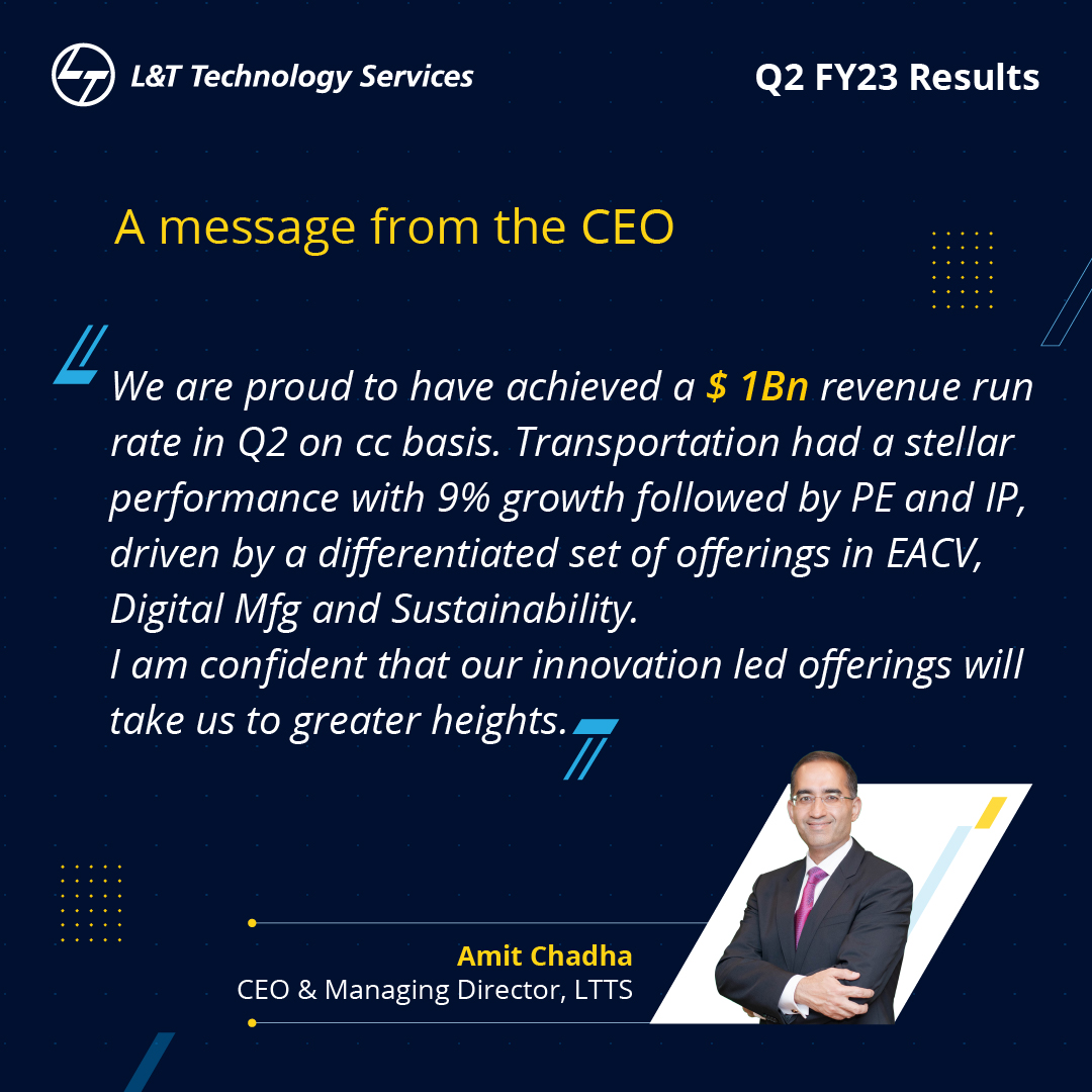 #Q2FY23Results: This quarter is special for us as we have achieved a $1 ...