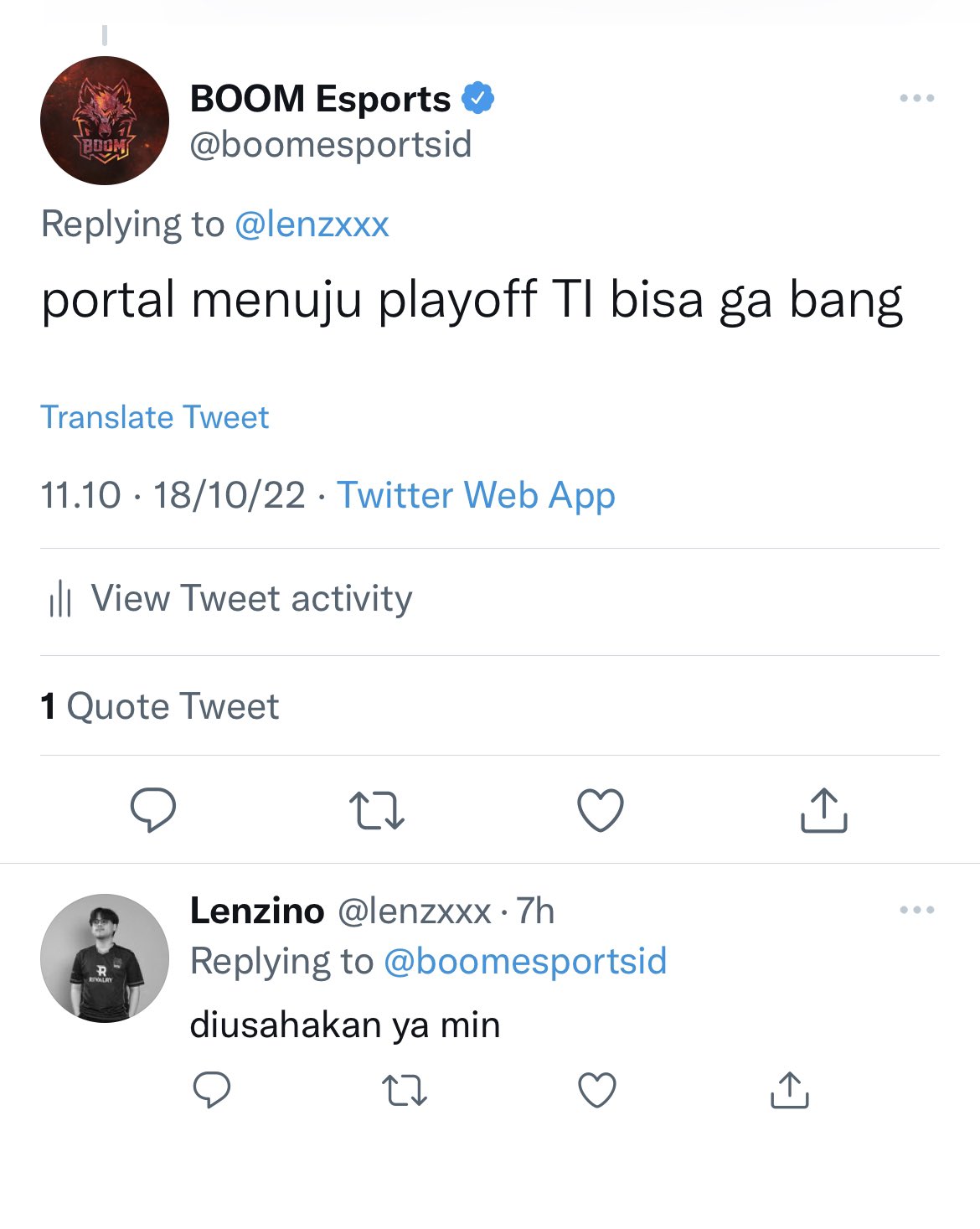 BOOM Esports on Twitter: "@lenzxxx sesuai rekues ya bang emang de bes emang abang lenjino ini ...