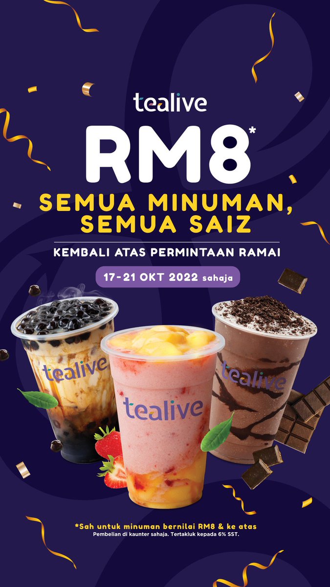 FoodPornMalaysia on Twitter: "RT @MalayFoodHunter: Promo tealive RM8 Jom serbu tealive rm8 untuk ...
