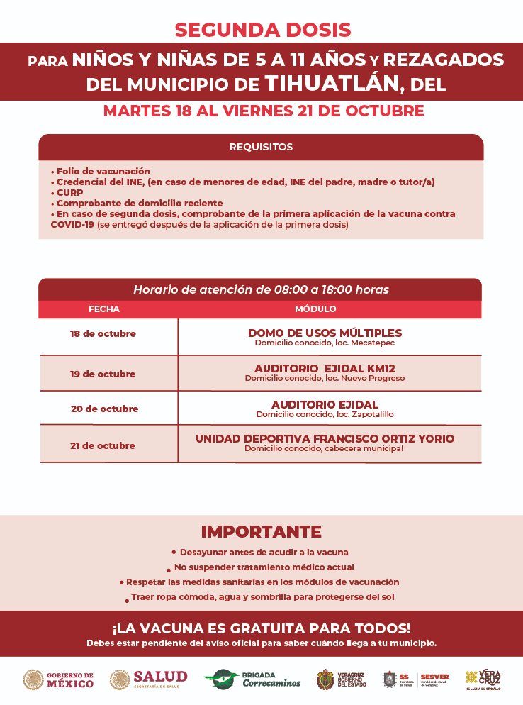 Secretaría de Salud de Veracruz on Twitter: "📋👇🏼 Estos son los requisitos, horarios, grupos y ...