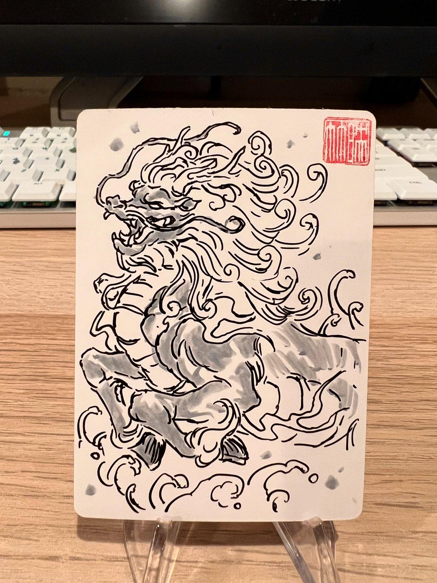 「water qilin 💧 11x14" sumi ink 」⚫️ Lunaurum Art ⚫️の漫画