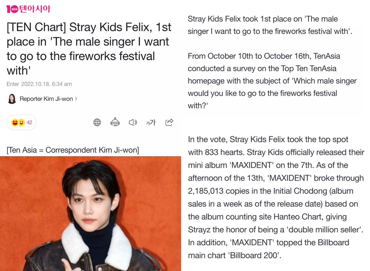 FELIX CHARTS on Twitter: "📰 Stray Kids FELIX, 1st Place in “Male Singer You Like To Go To The ...