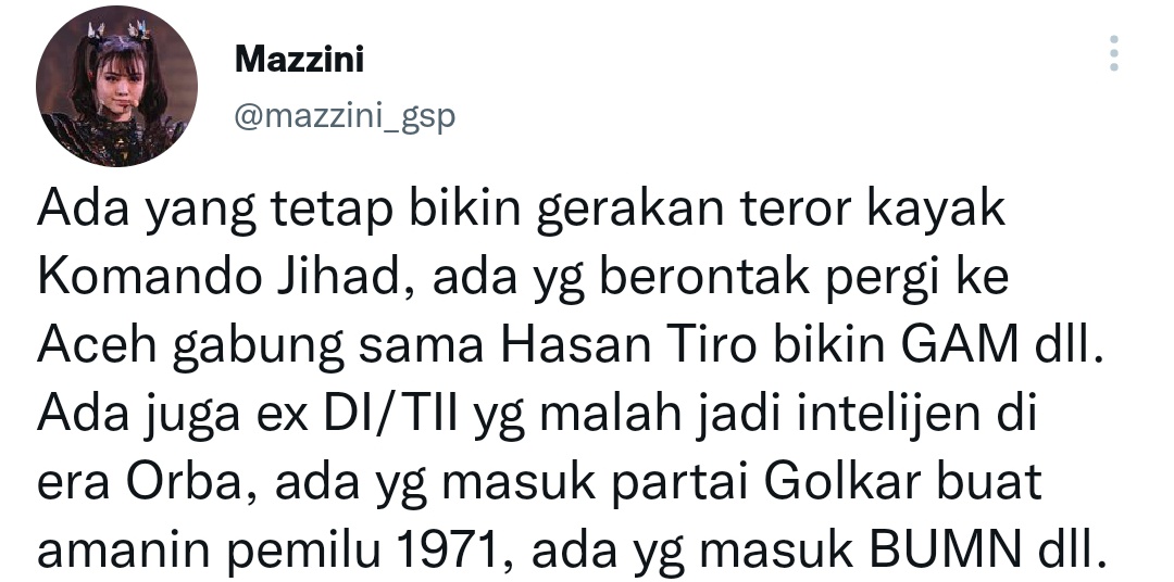 Mazzini on Twitter: "Gak mas, itu ada koma nya. Maksud saya ex DI/TII ada yg gabung ke Komando ...