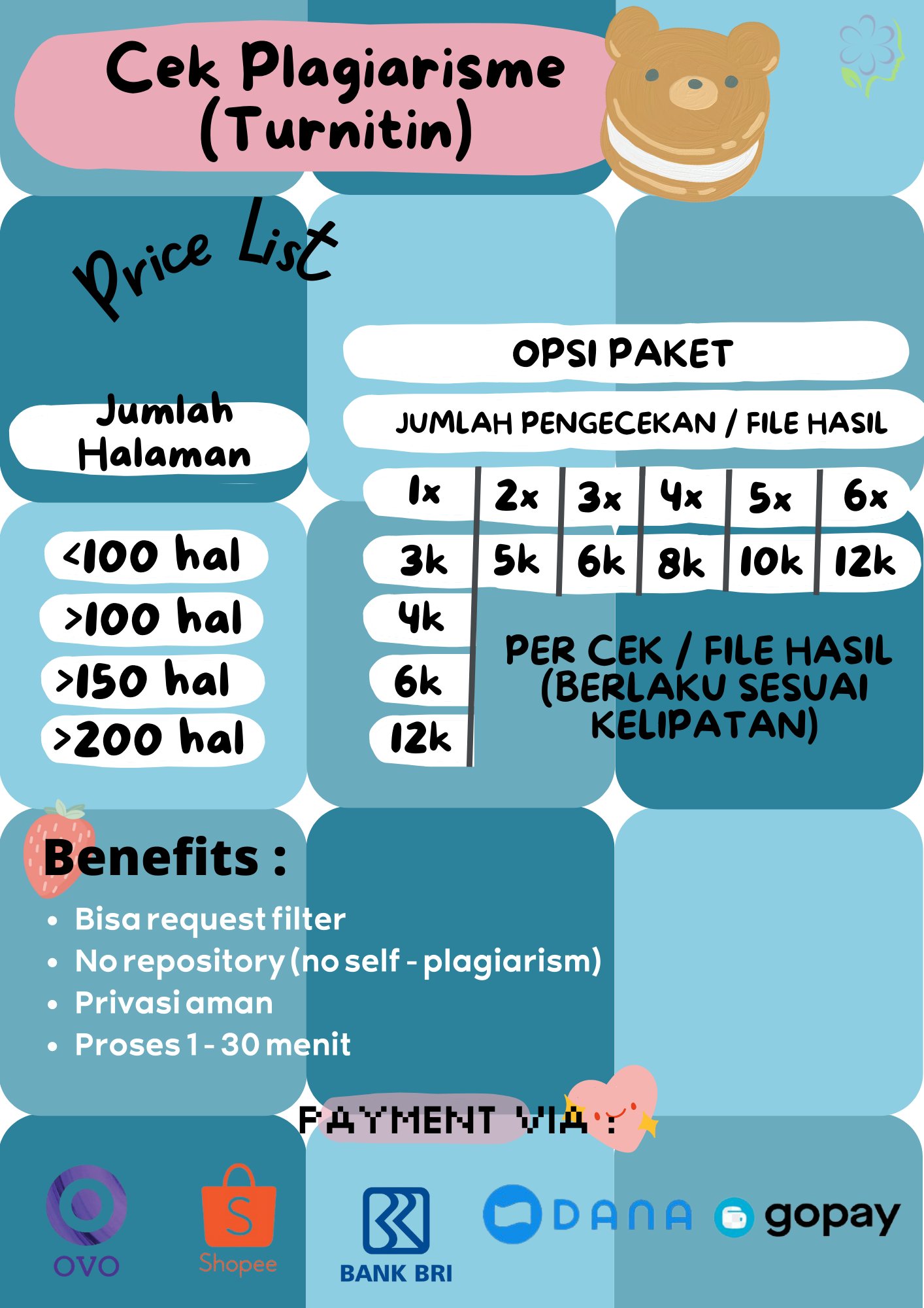 All Business on Twitter: "⚫PRICELIST CEK TURNITIN⚫ 🚩OPSI A