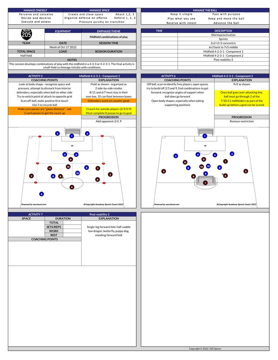 The Sporting Resource on Twitter: "RT @205_Sports: 205 club weekly session plan W42 - Physical ...