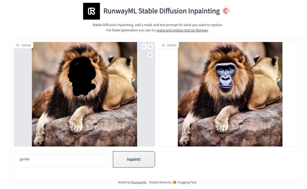 apolinário from multimodal ai art on Twitter: "RT @huggingface: The new inpainting model from ...