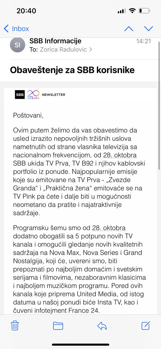 Zorica S. Radulović 🇷🇸 on Twitter: "Dobro veče SBB @mojsbb imam jedno pitanje: da li to sto ste ...