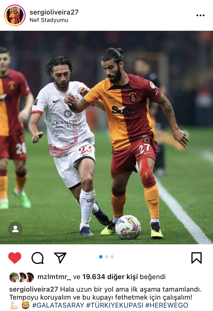 Peşindeyiz Galatasaray! on Twitter: "📲 Sergio Oliveira’nın paylaşımı."