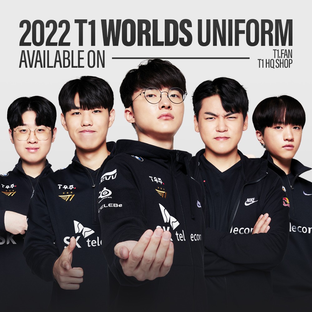 T1 LoL on Twitter: "월즈 2022 응원은 유니폼 입어주는 게 국룰이지!😉 Get your #Worlds2022 merch now and cheer for ...