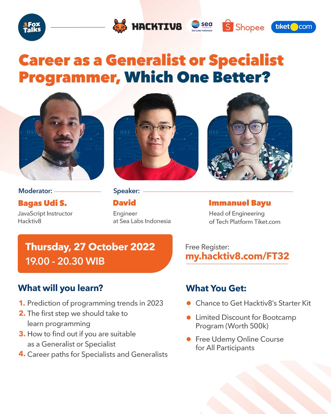 Hacktiv8 Indonesia on Twitter: "Yuk diskusikan minat dan tujuan kamu di dunia programmer di Fox ...