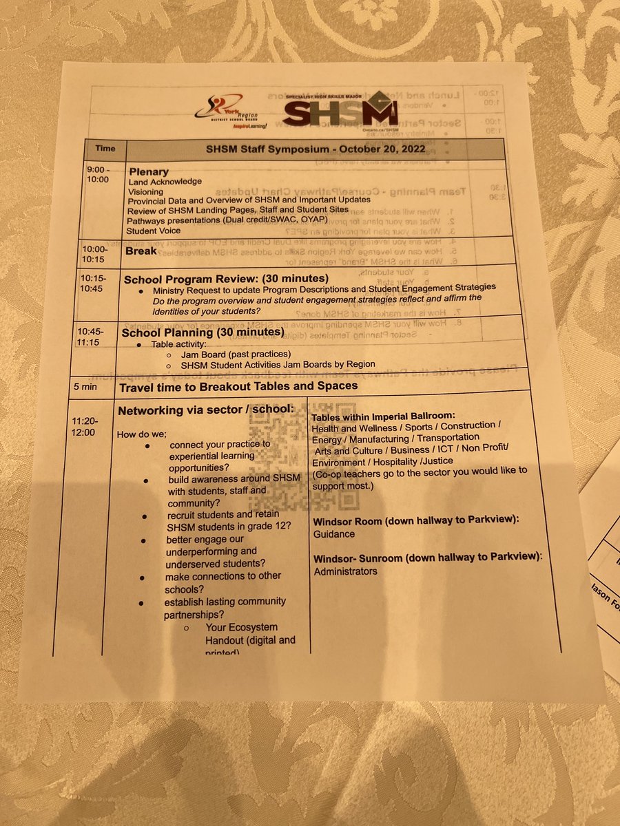 York Region DSB on Twitter: "RT @JananiPathy: Welcome to this year’s SHSM Staff Symposium Launch ...