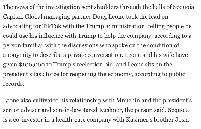 max on Twitter: "Trump considered banning TikTok but was talked out of it by: - Jared Kushner ...