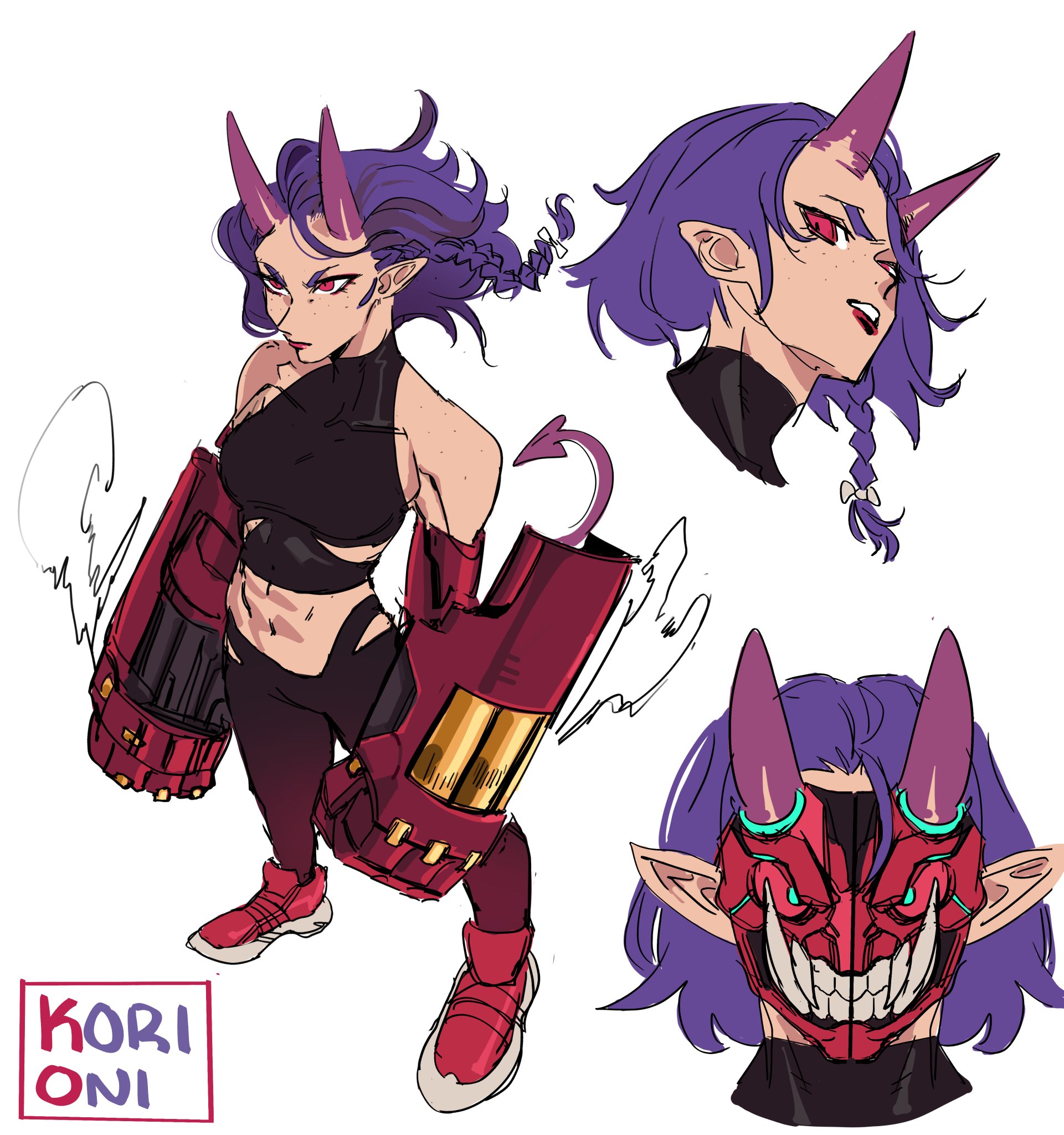 ᐯoiᗪ E᙭e Comms Open On Twitter Porqueloin Cyber Oni Punch Gal 🦾👺👊