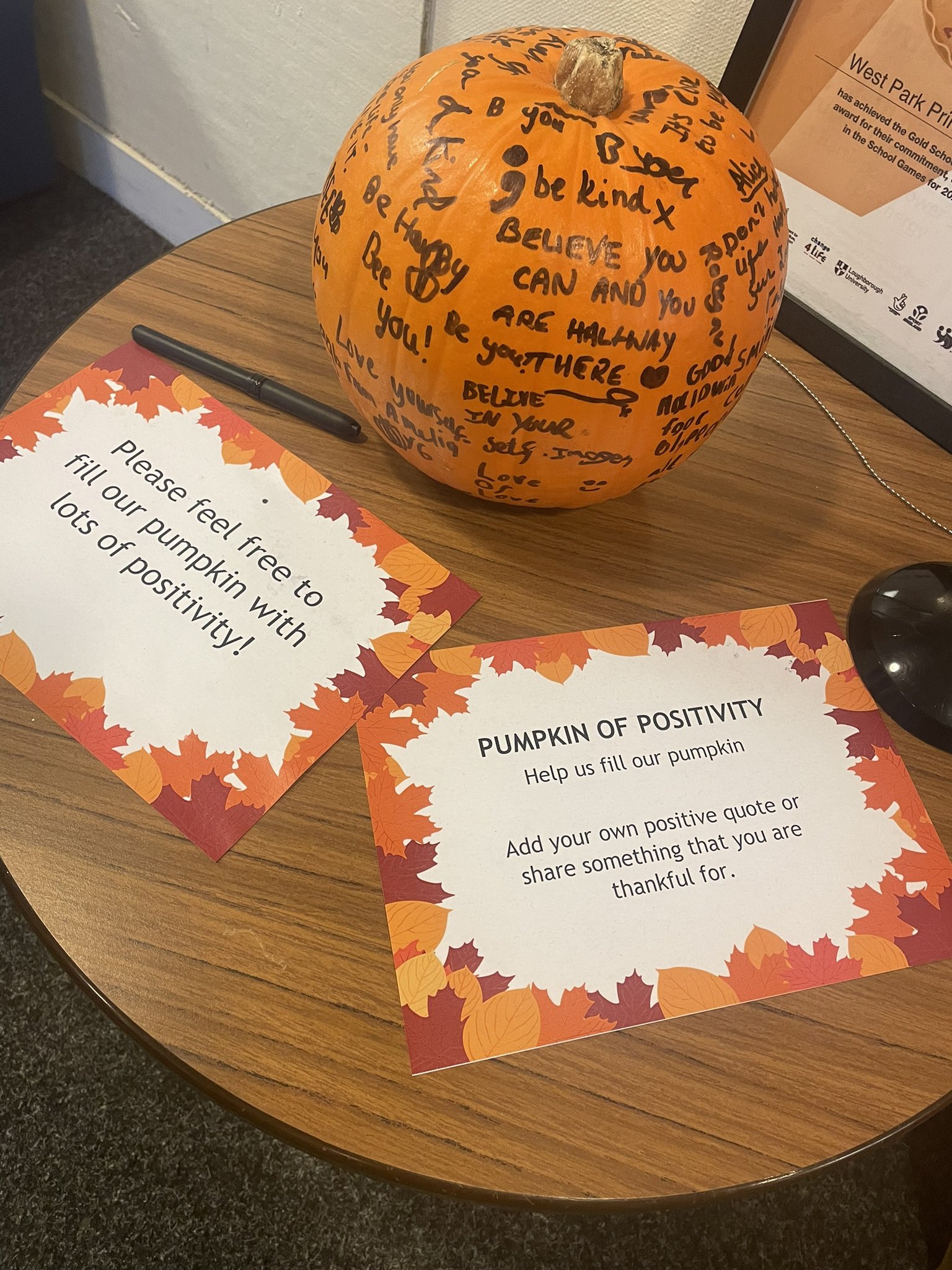 West Park Primary on Twitter: "Our pumpkin is full of positive messages ...