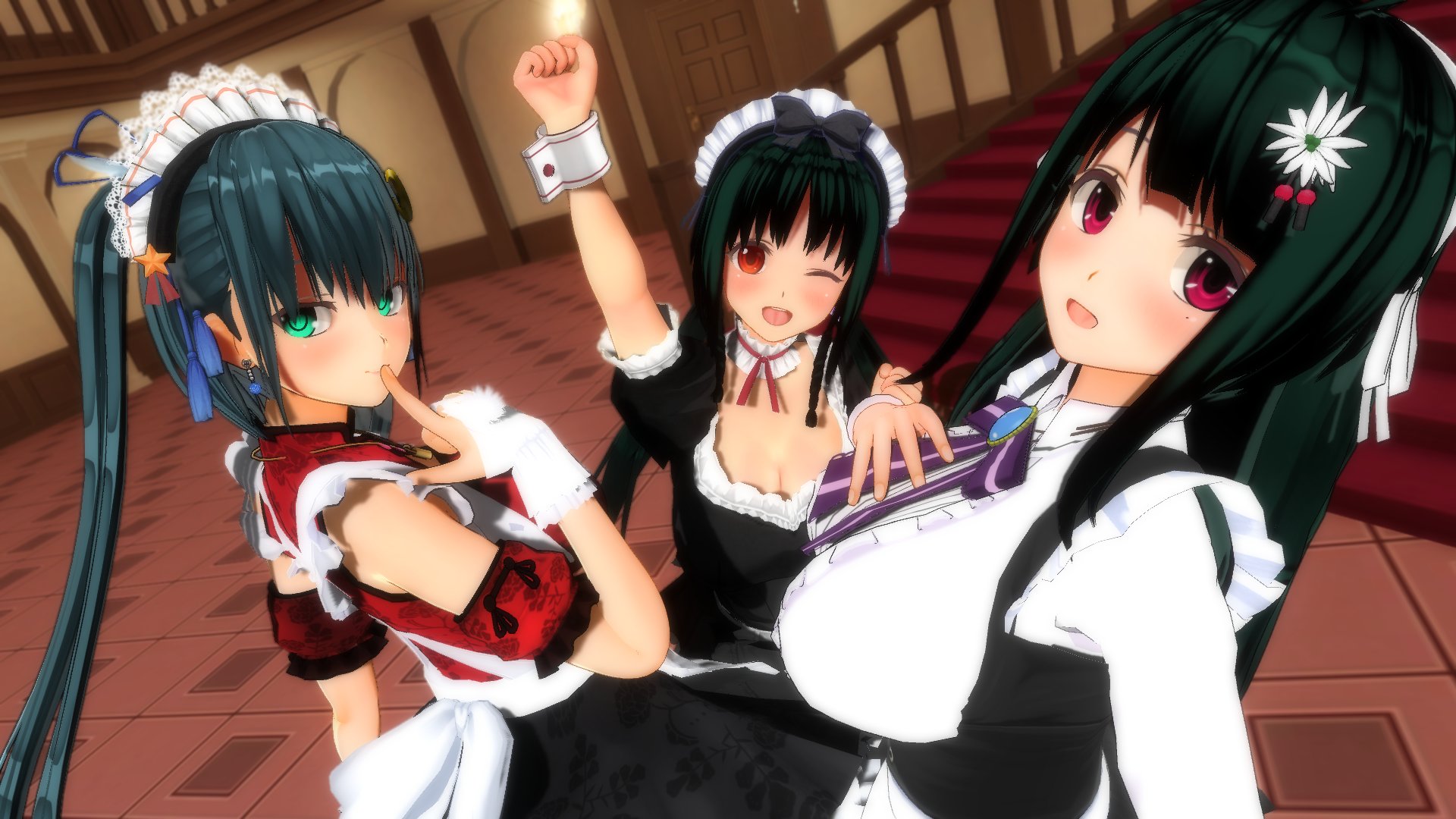 珍スコウ＠（残業祭でリプへの反応鈍い） on Twitter: "やぁ、おはよう( ノﾟДﾟ) お題｢リボン シャフ度 黒髪」うちの子くろかみーずのお出迎え～\( 'ω')／！ #COM3D2 ...