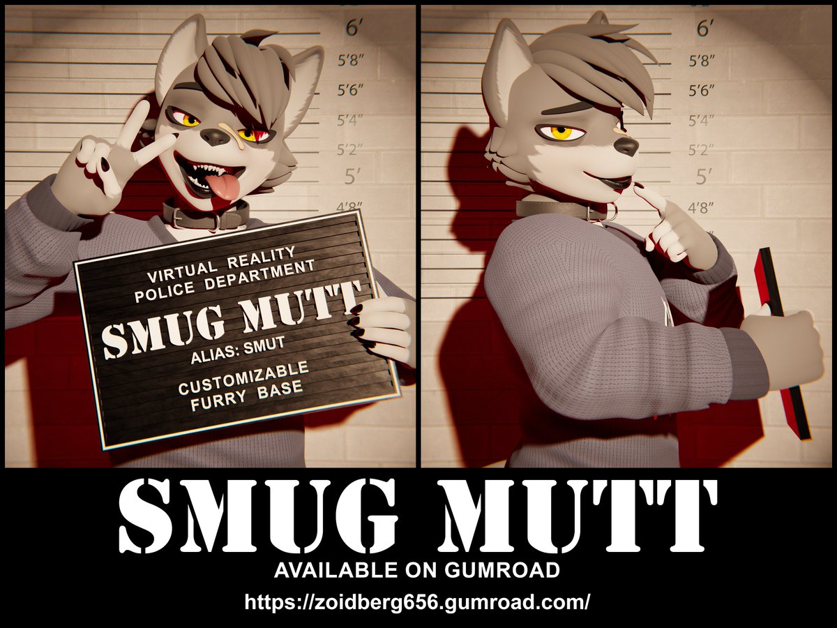 Zoid on Twitter: "RT @Zoidberg656Art: Smug Mutt - Avatar 3.0 - 3D Model For VRChat https ...