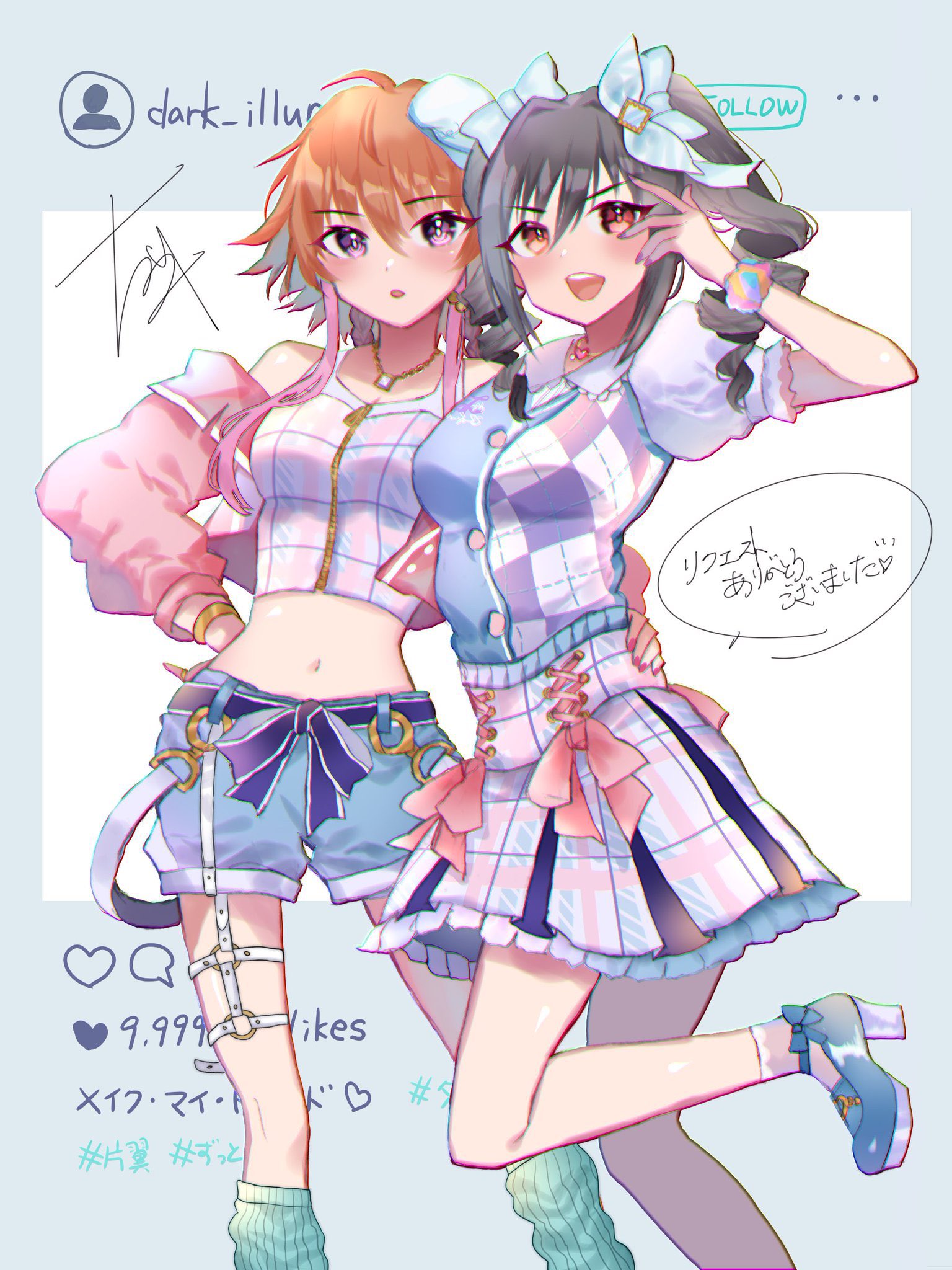 だーやま🍤Skeb on Twitter: "Skeb納品しました！ ダークイルミネイトで メイク・マイ・トレンドです🎀 #二宮飛鳥 #神崎蘭子 #デレステ #アイマス https://t ...