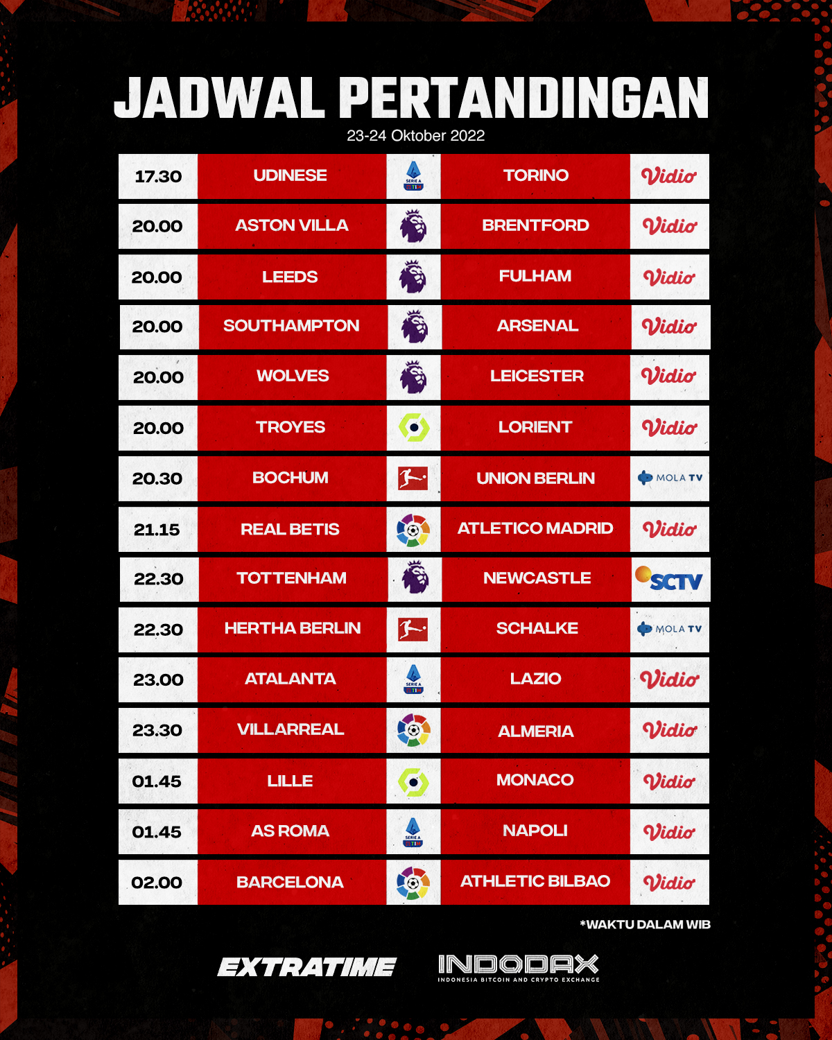 Extra Time Indonesia On Twitter Jadwalbolaet Malam Ini 20 00
