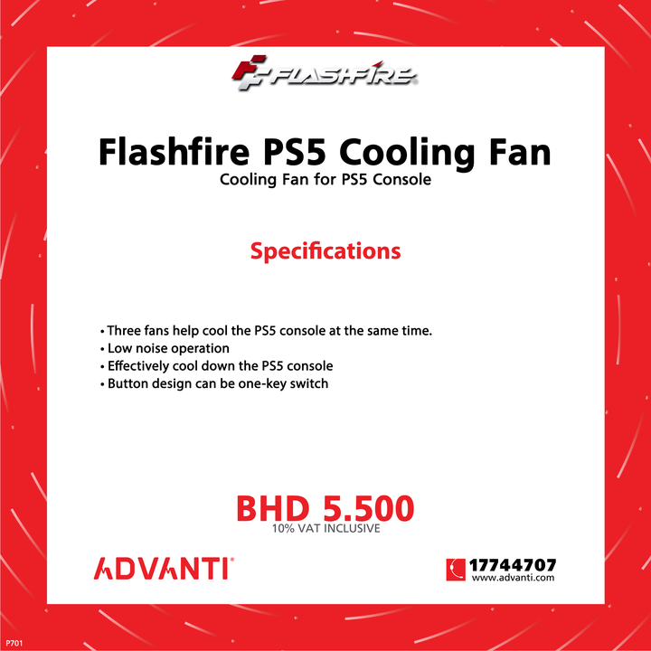 ADVANTI Bahrain on Twitter: "⬇ COOLING FAN FOR PS5 CONSOLE ⬇ 🔥 Flashfire PS5 Cooling Fan 🔥 PRICE ...