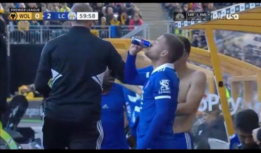 EPL World on Twitter: "جيمي فاردي اثناء شربه للرد بُل في مباراة ولفرهامبتون و ليستر @redbull ...