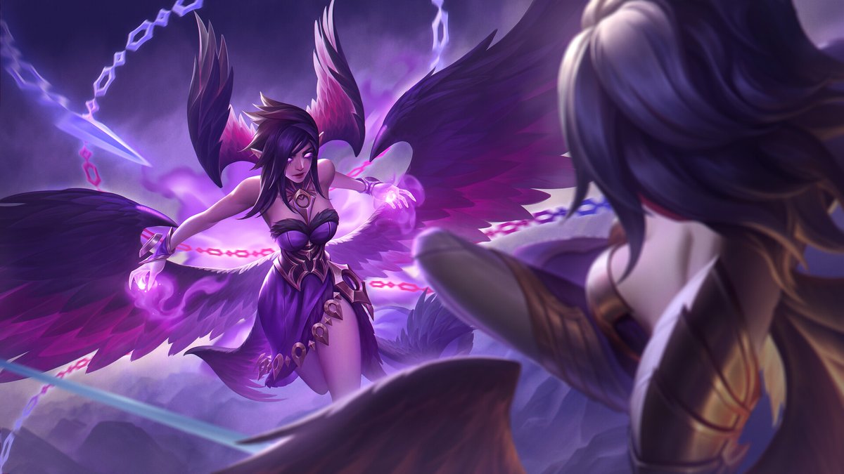 Ant on Twitter: "Art Feature: Kayle vs Morgana, by 梓林! Digital highres image (Free): https ...