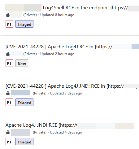 NS 🍥 on Twitter: "I fell in love with #Log4Shell again; 4 P1s in a row. Its a simple recon and ...