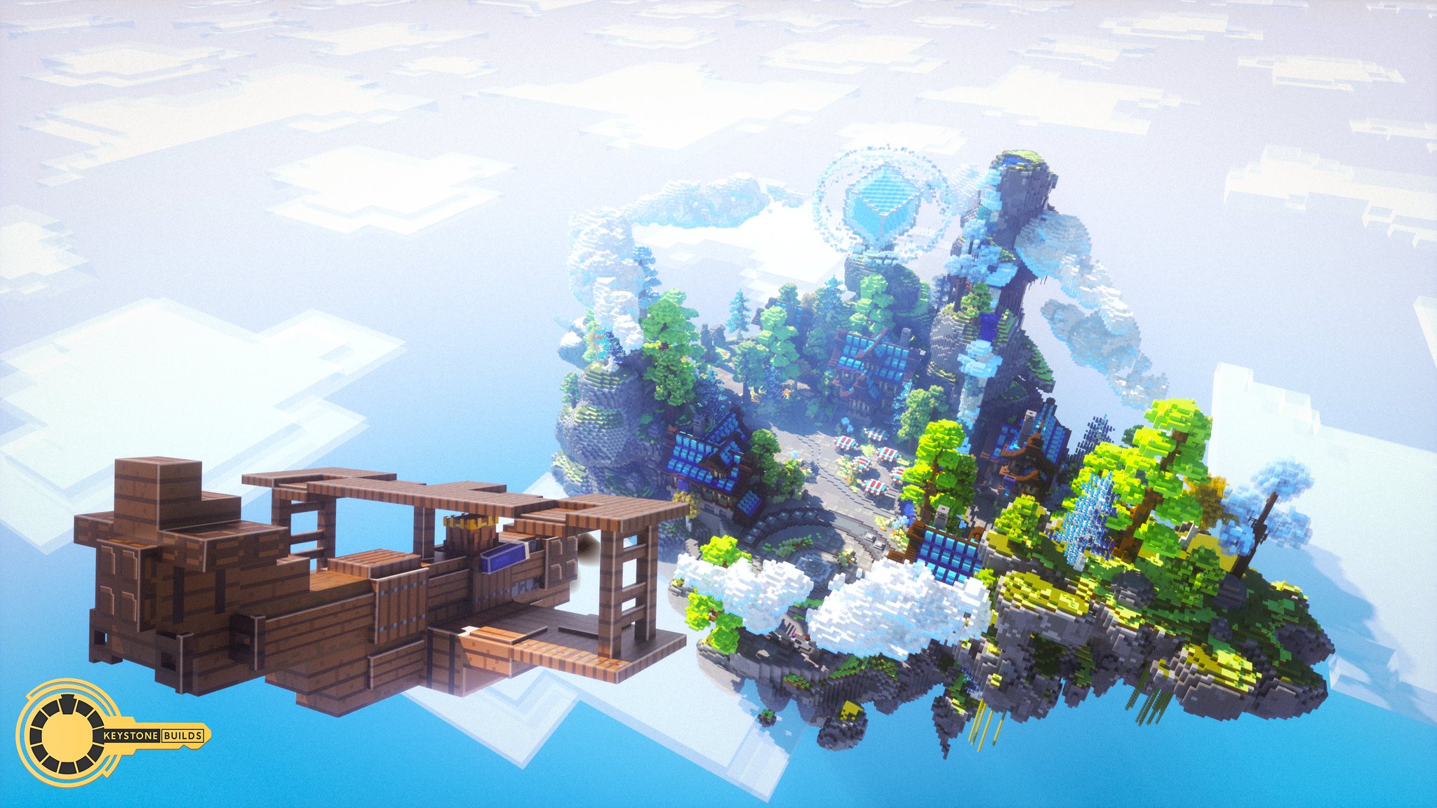 Keystone Builds on Twitter: "Awesome blue and icy themed Skyblock Spawn we have recently ...