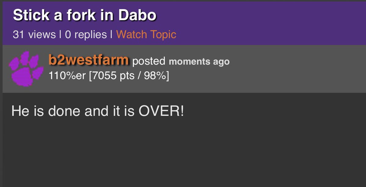 Message Board Geniuses on Twitter: "Dabo is done! #MeltdownAlert #Clemson"