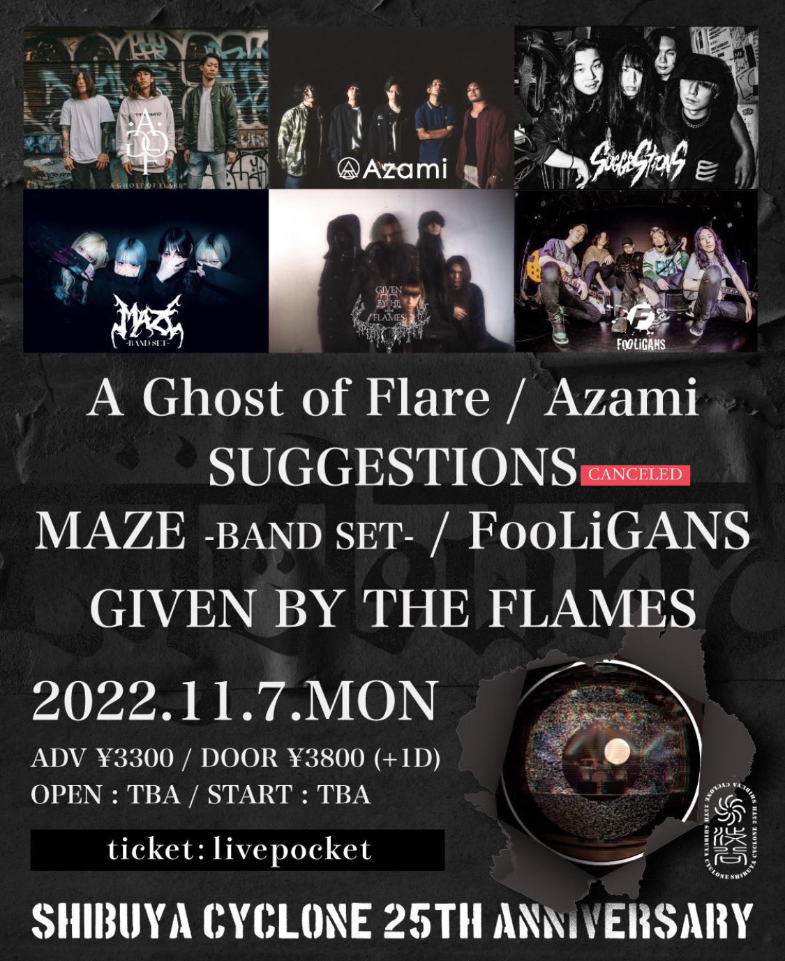 Azami 12/17New Song Release on Twitter: "【明日】 2022.11.7(月) 渋谷CYCLONE SHIBUYA CYCLONE 25TH ...