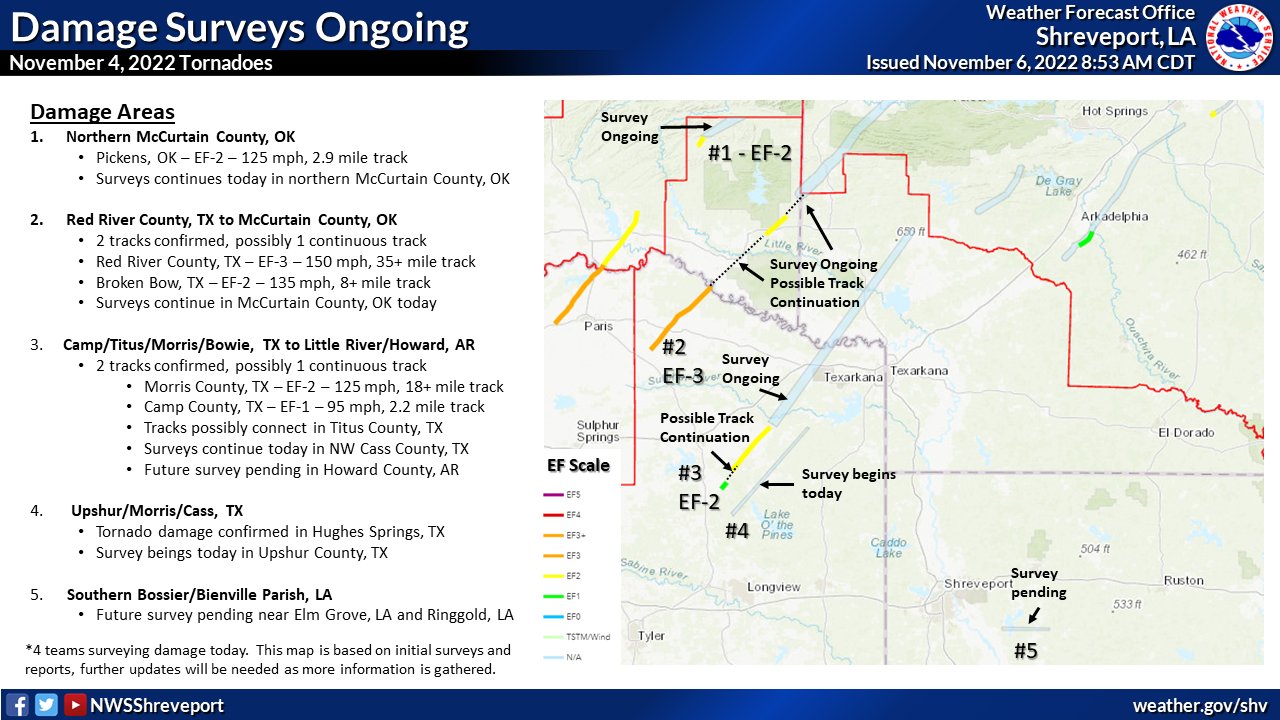 NWS Shreveport on Twitter: "Here is our damage survey plan with four teams surveying today. So ...
